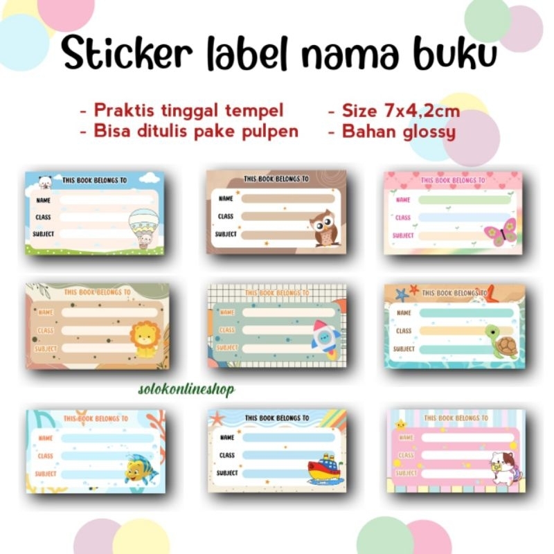 Jual STIKER LABEL NAMA BUKU / AESTHETIC BOOK LABEL STICKER PER PCS ...