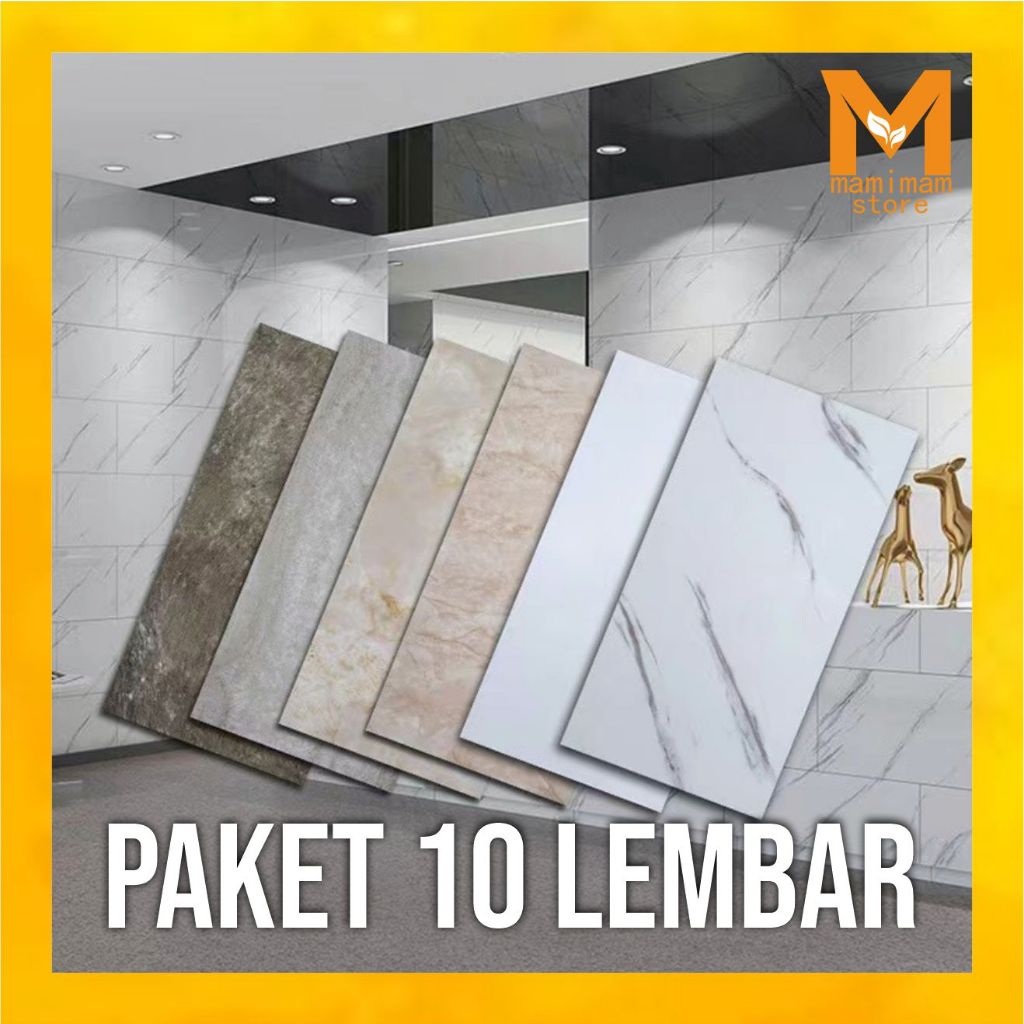 Jual [PAKET 10 LEMBAR] Wallpaper dinding VINYL Marble 30 x 60 cm / Lantai Vinyl Keramik Marbel ...