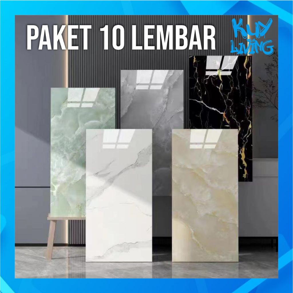 Jual [PAKET 10 LEMBAR] Wallpaper Dinding Vinyl Marble 30 x 60 cm / Wallpaper Vinyl Marmer Glossy ...