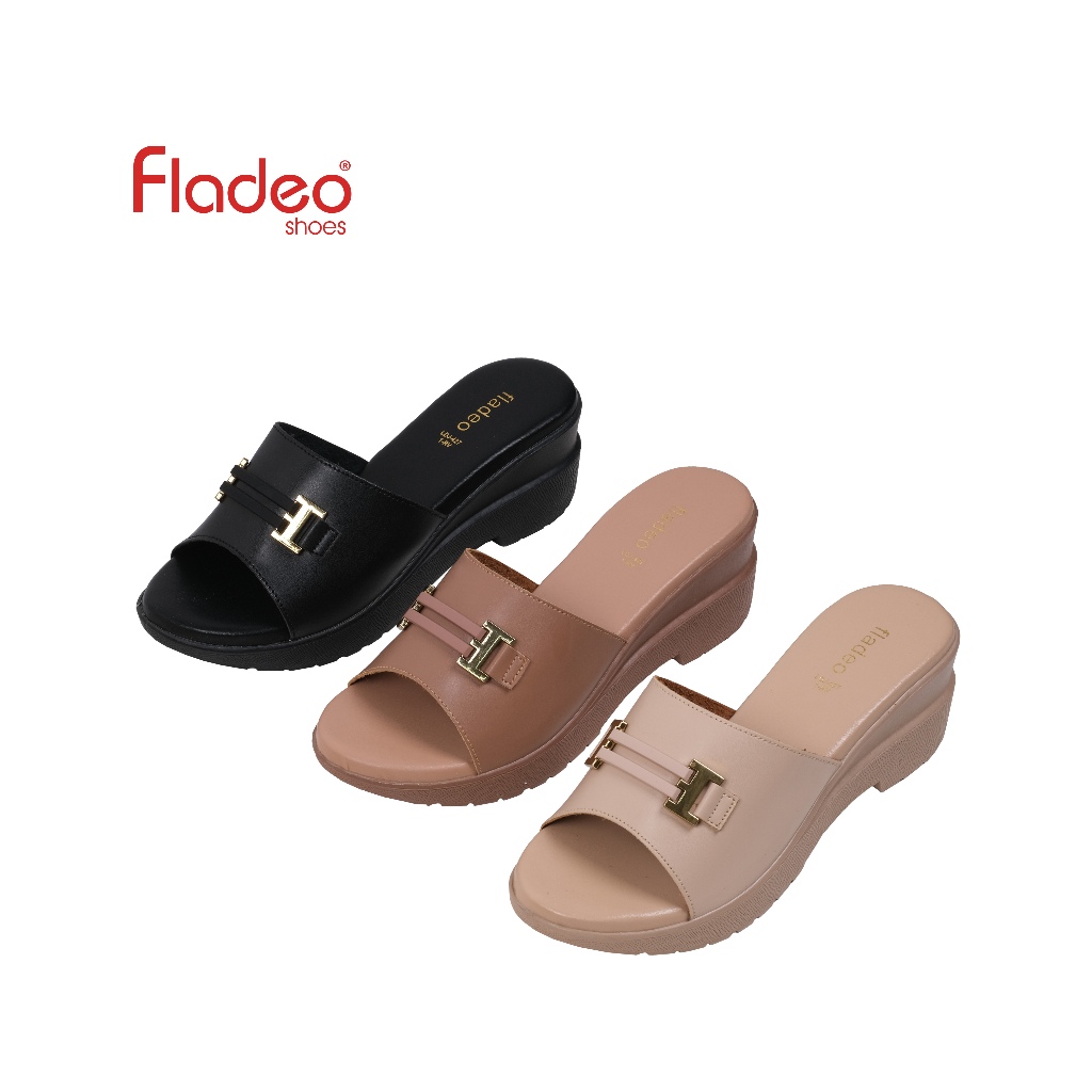 Jual Fladeo B24/LDJ427-1RV/Sandal Wedges Slide Wanita [ Wedges Sandals ...
