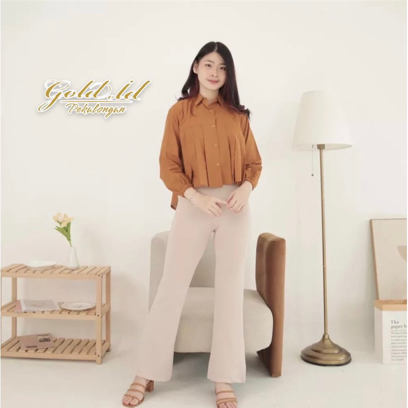 Jual MSMO Dear Top Longsleeve Pleats Shirt/Kemeja Wanita/Kemeja Lengan ...