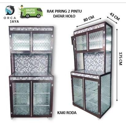Jual RAK PIRING 2 PINTU DATAR TIANG HOLO/RAK PIRING ALUMUNIUM/RAK ...