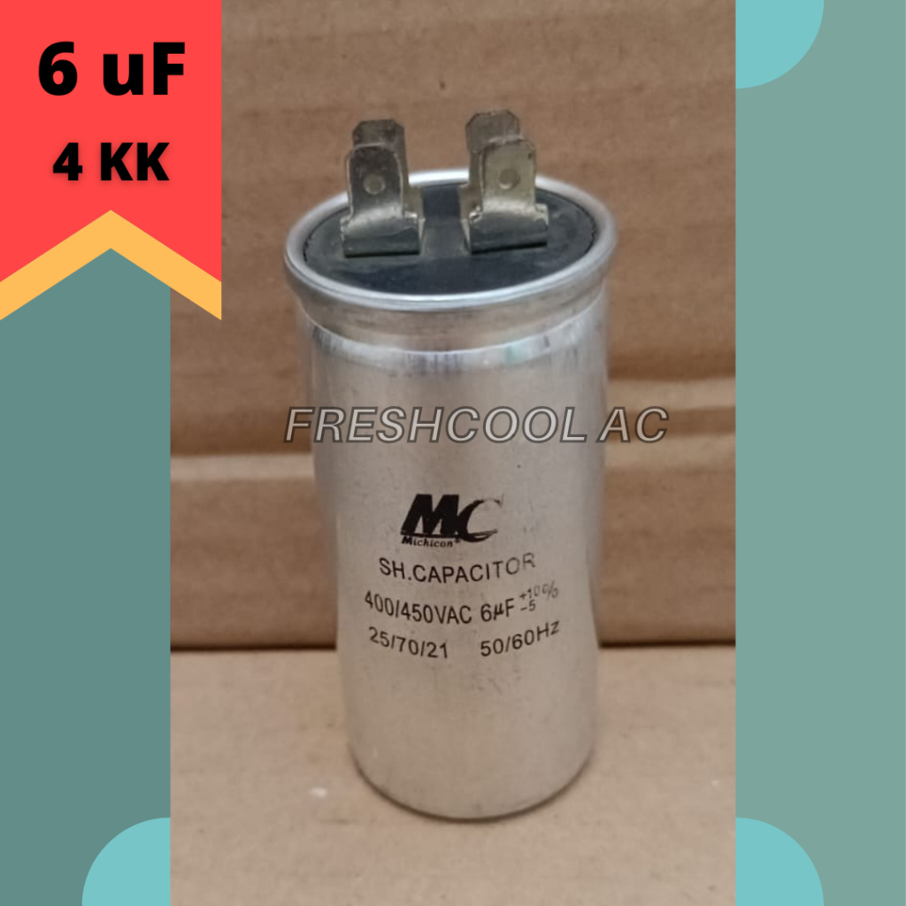 Jual KAPASITOR AC / CAPACITOR AC ( MERK MC) 6 uF / 6 MIKRO 4 KAKI | Shopee Indonesia