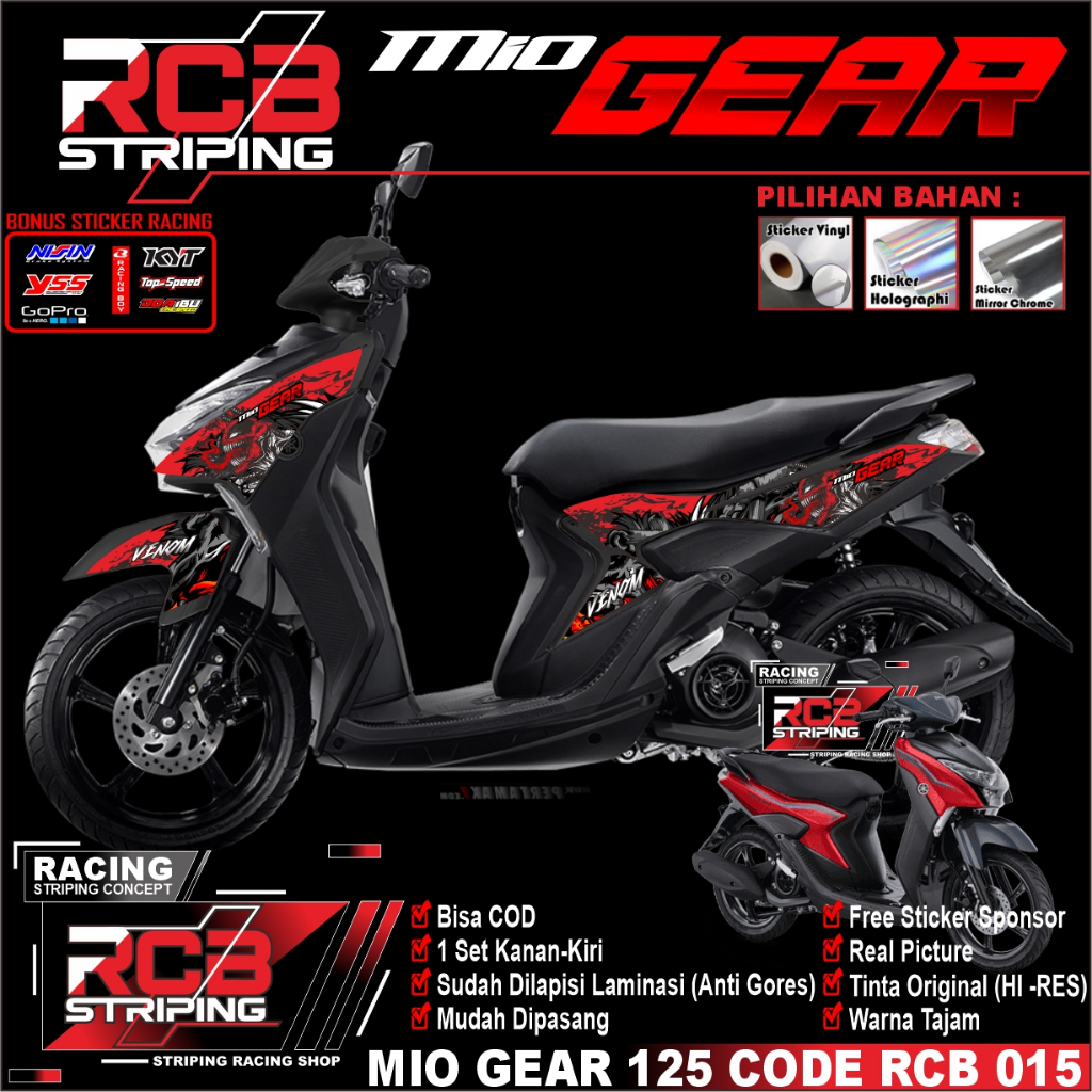 Jual STRIPING VARIASI YAMAHA MIO GEAR 125 / STICKER LIST MOTOR MIO GEAR ...