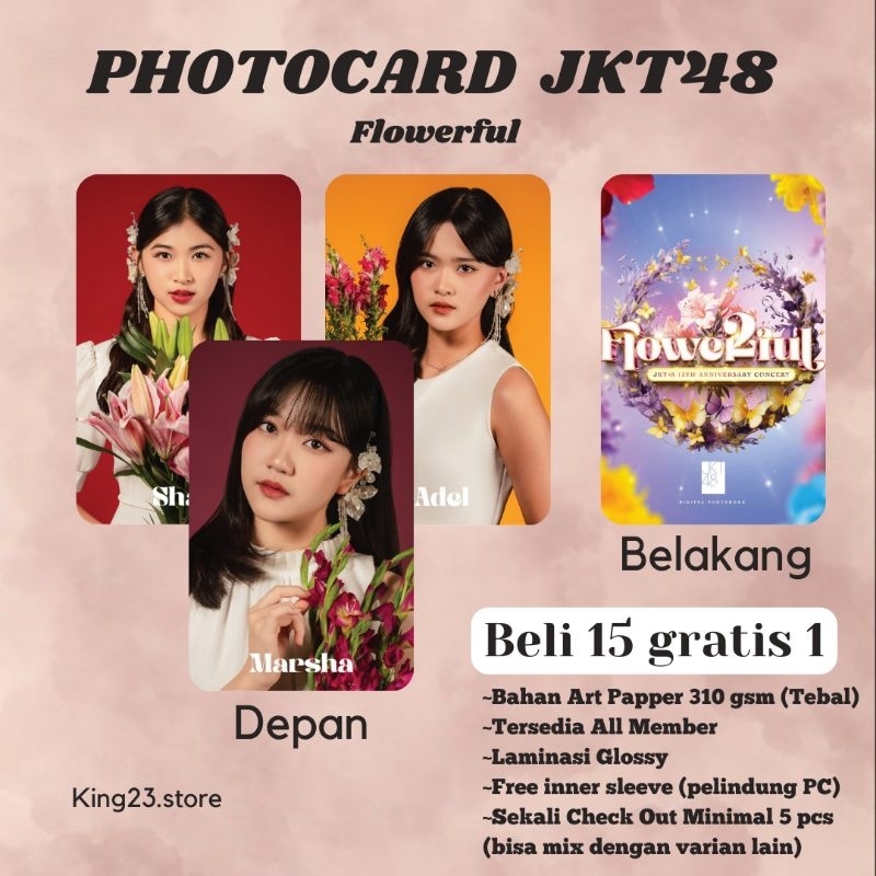 Jual Photocard JKT48 unofficial/fanmade edisi flowerful Zee,Adel,Freya, Michie, Shani | Shopee ...