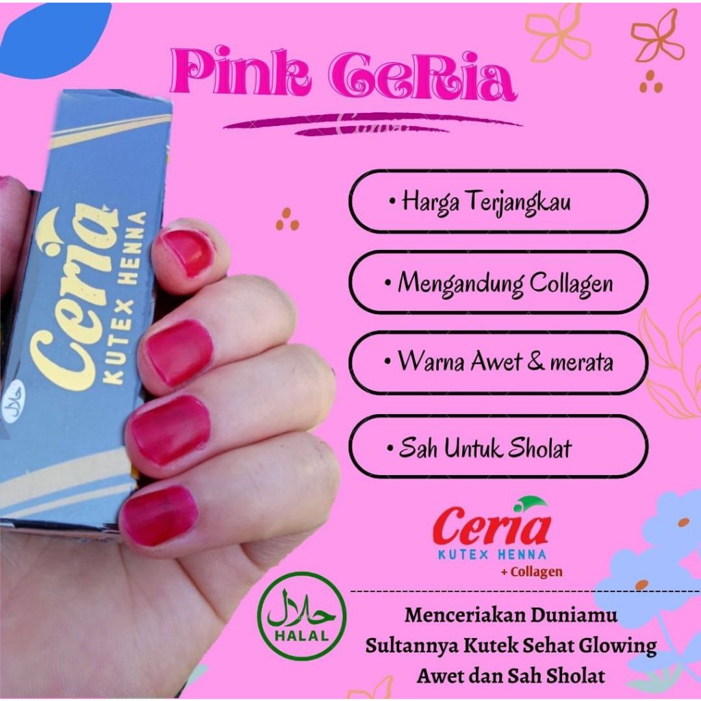 Jual (Ready)Ceria Henna Kutex kuku Halal Merah Orange Maroon Hitam ...
