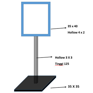 Jual standing signage hollow besi dengan support semen pasir dan rangka ...