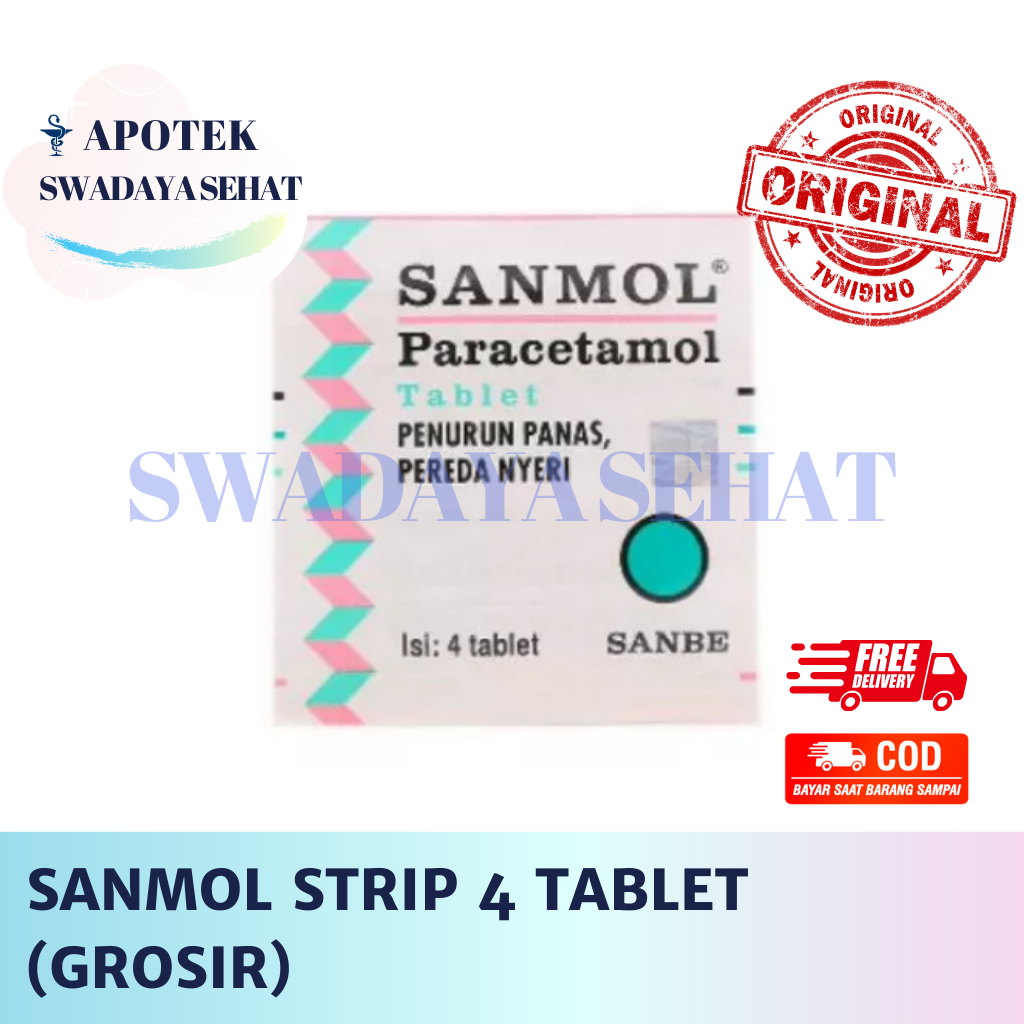Jual SANMOL Strip - Obat Demam Parasetamol Anti Nyeri 4 Tablet | Shopee ...