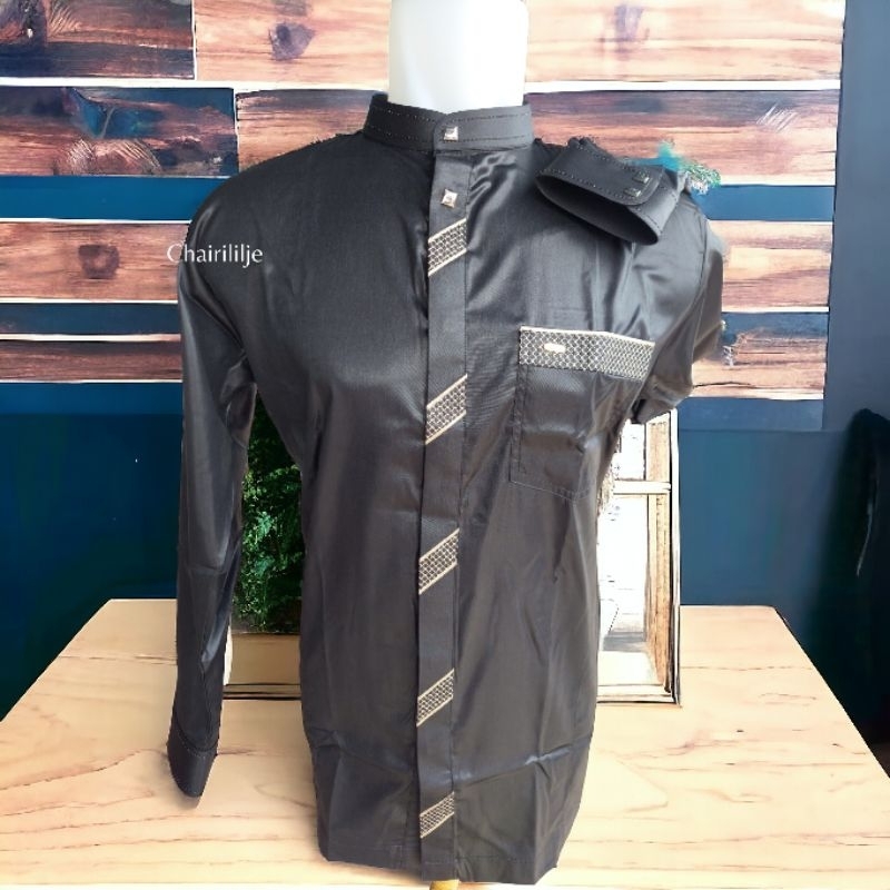 Jual koko al wafa/baju muslim al wafa/al wafa hitam/koko hitam | Shopee ...