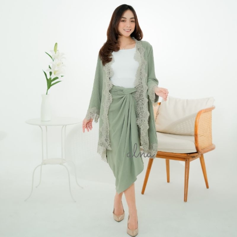 Jual anya set by alna official / set outer rok lilit / set raya ...