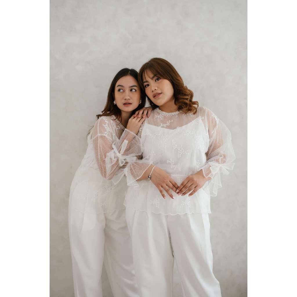 Jual Ms Daisy Jian Pearl Tulle Top with Inner / Atasan mewah lebaran ...