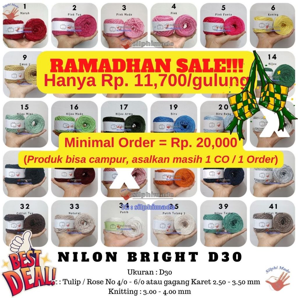 Jual Benang Nilon Bright D30 / Benang Rajut Nylon | Shopee Indonesia