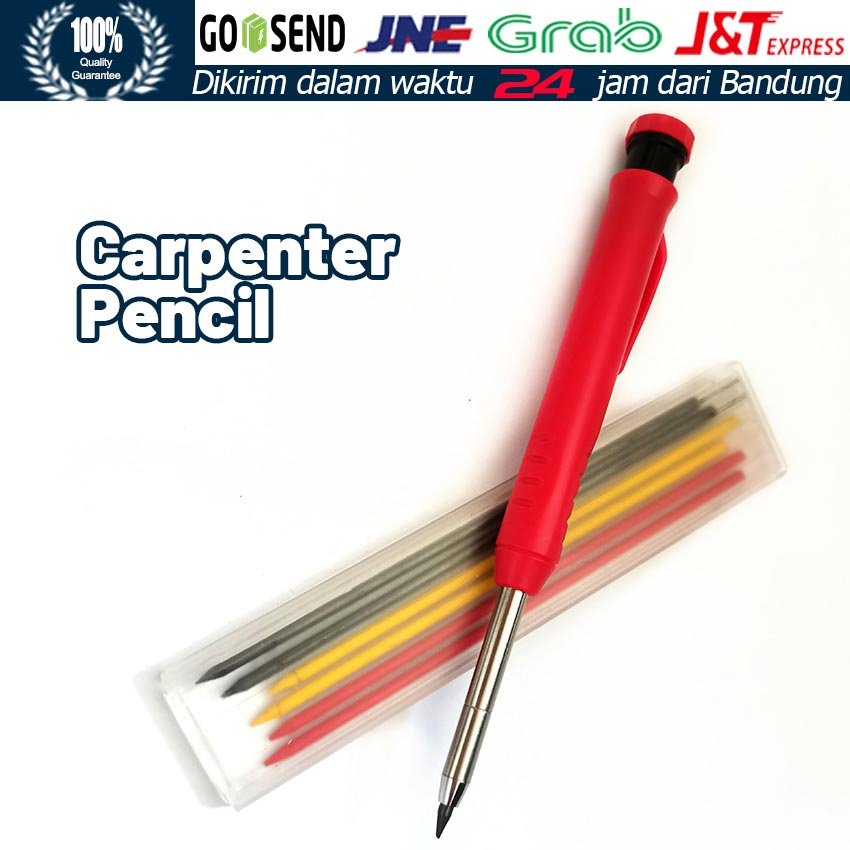Jual 1Carpenter Pencil + 6Refill / Pensil Tukang Carpenter Pencil ...