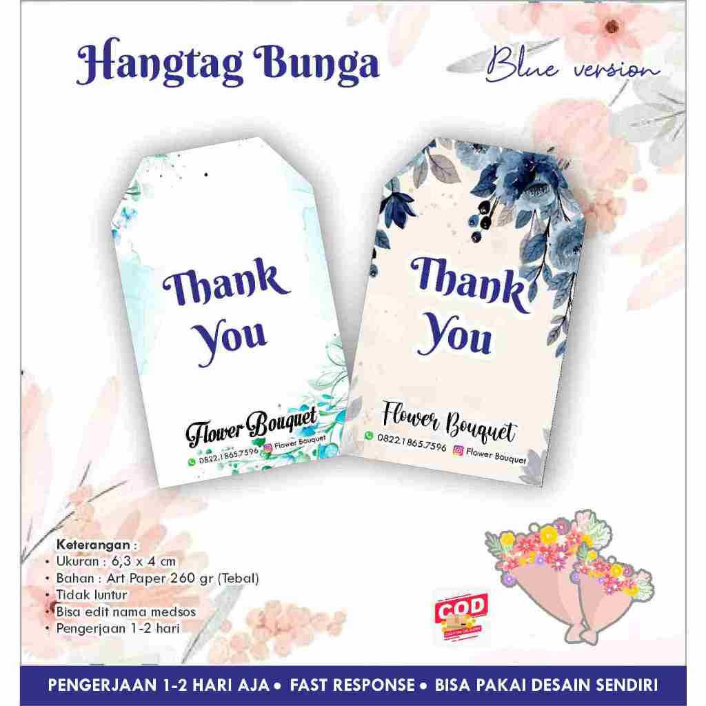 Jual [25 pcs] Hangtag Flower / Bunga / buket / Price Tag / Label BLUE ...
