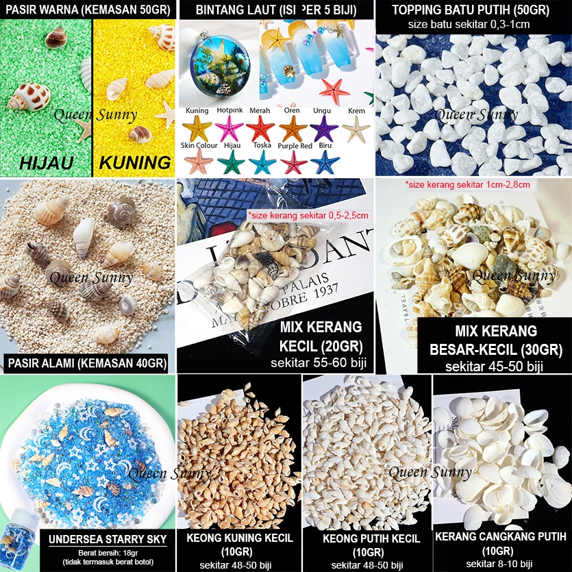 Jual Topping Pasir Kerang Bintang Laut Isian Resin Pantai Hiasan Manik ...