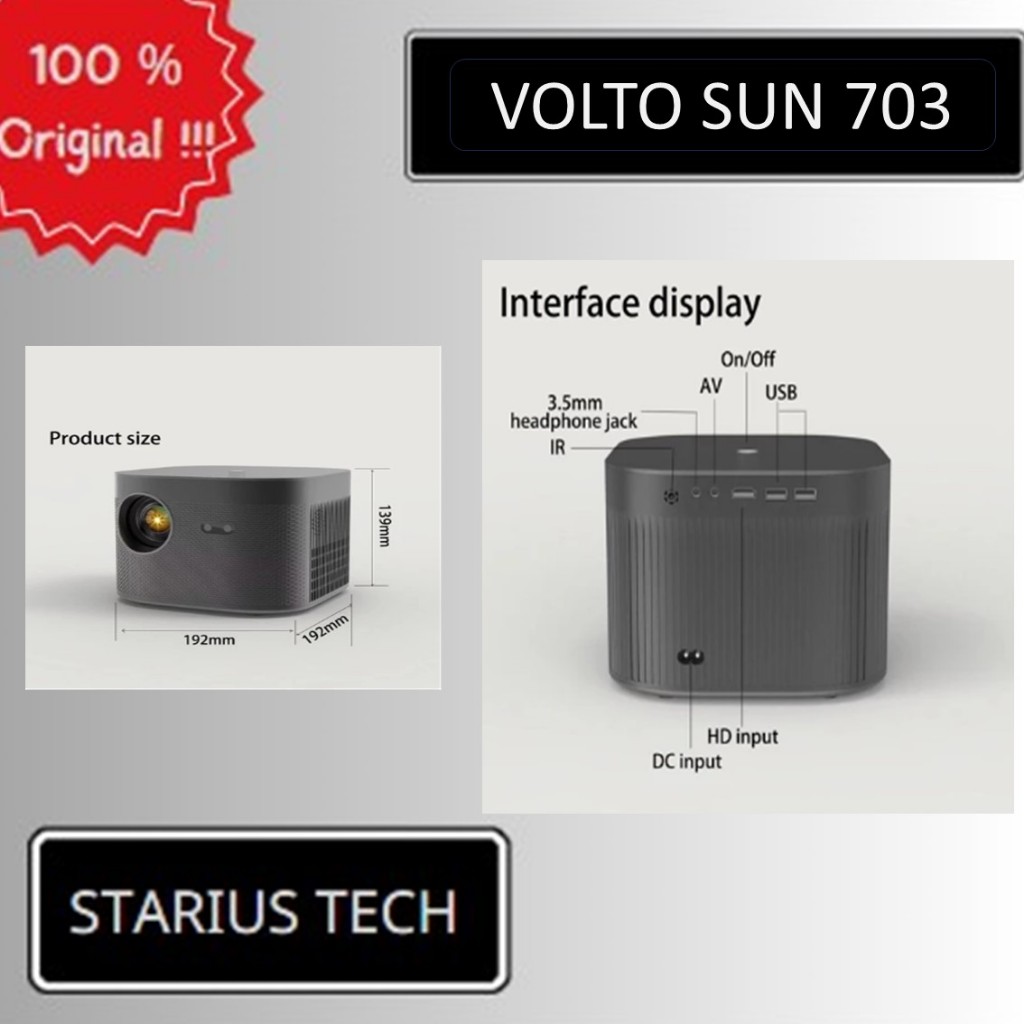 Jual VOLTO SUN 703 Projector Auto Focus Netflix License 4K 400 ANSI ...