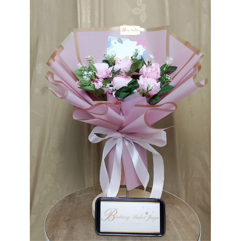 Jual BUKET BUNGA PINK ISI 6 PCS BUNGA, UNTUK WISUDA, HADIAH ULANG TAHUN ...