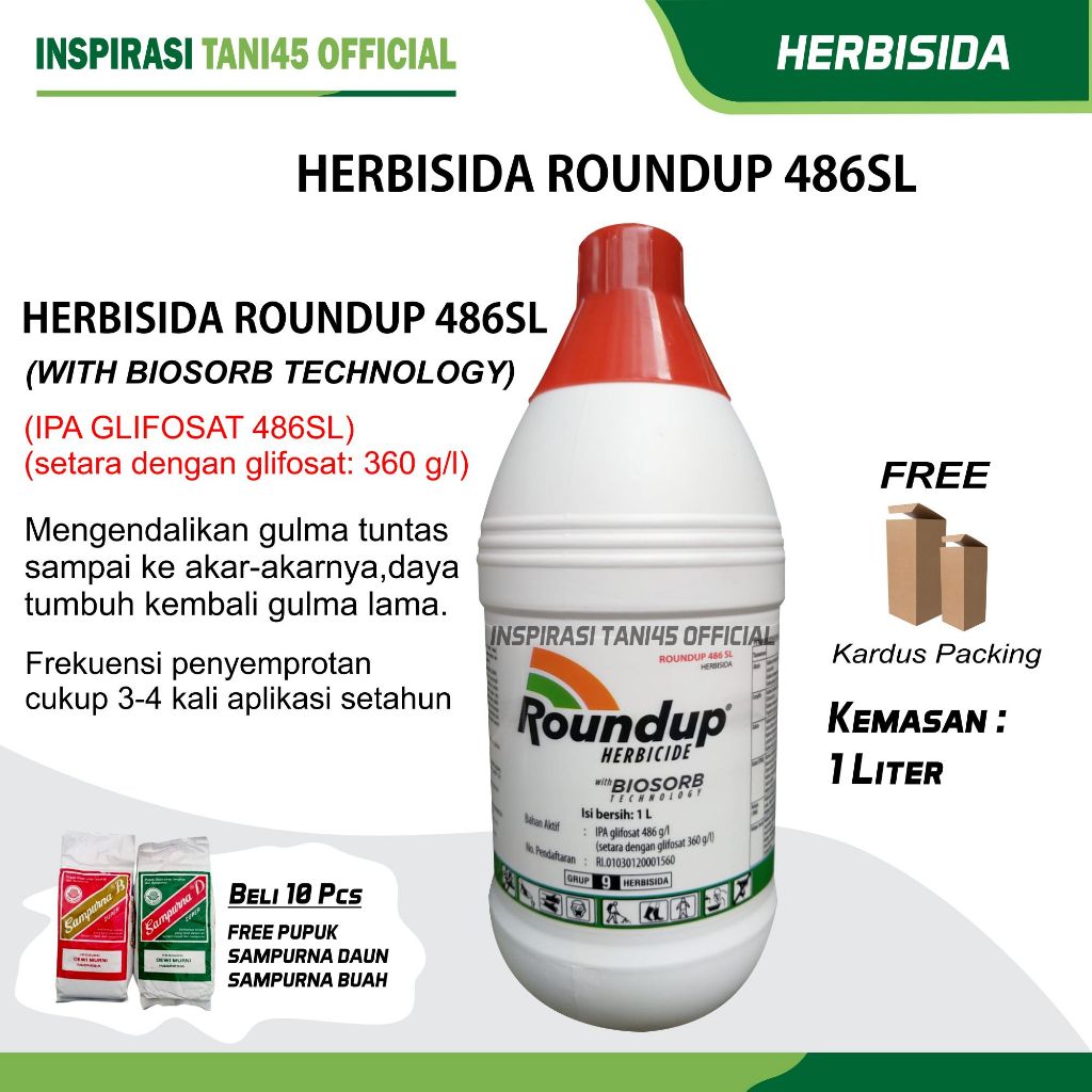 Jual Roundup Herbisida Obat Pembasmi Rumput Liar 1 Liter/Obat Gulma ...