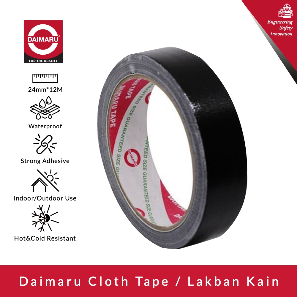 Jual Daimaru Cloth Tape Lakban Kain Warna Hitam 24 mm x 12 meter | Shopee Indonesia