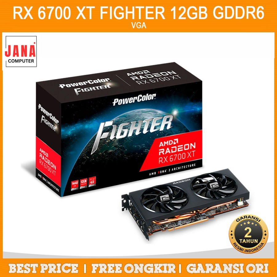 Jual POWERCOLOR RX 6700 XT 12GB DDR6 FIGHTER AMD RADEON RX 6700XT ...