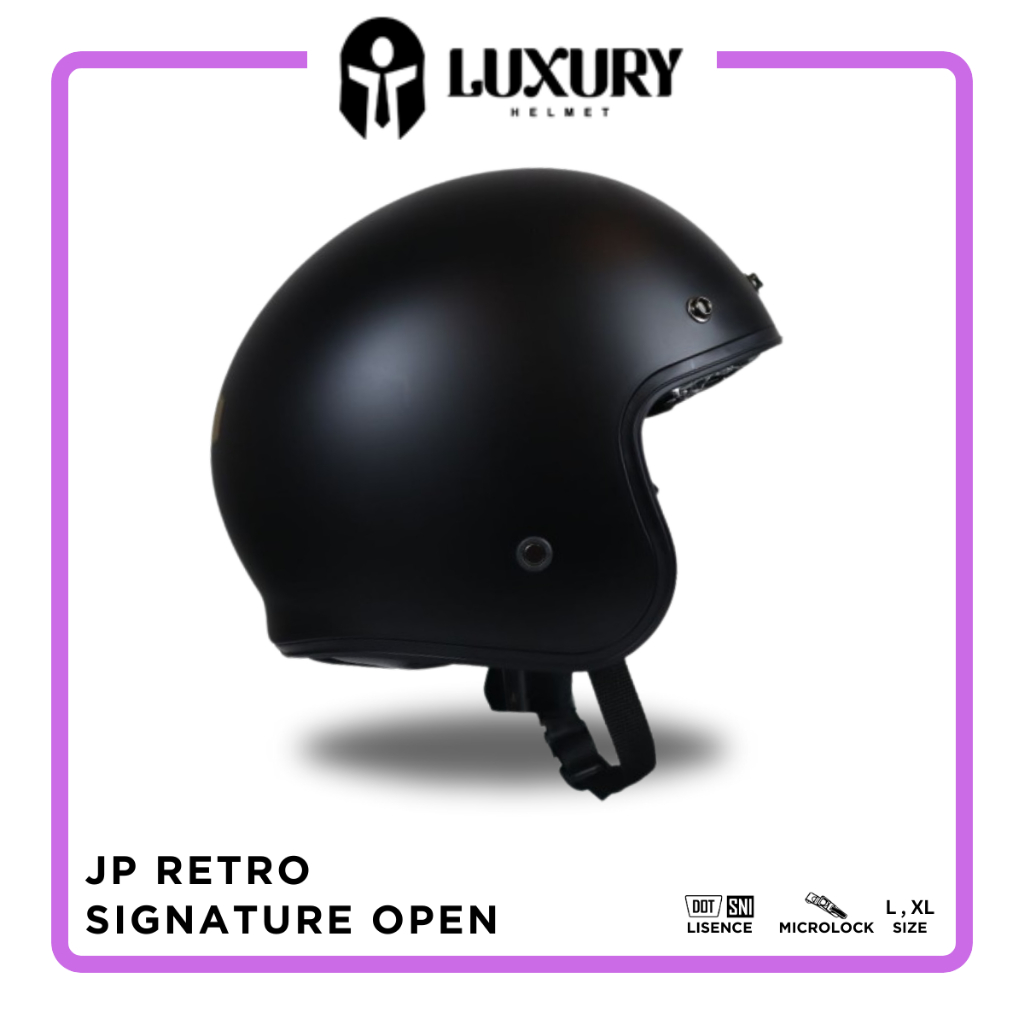 Jual Helm Classic Half face JP Retro Signature Open Black Doff | Shopee ...