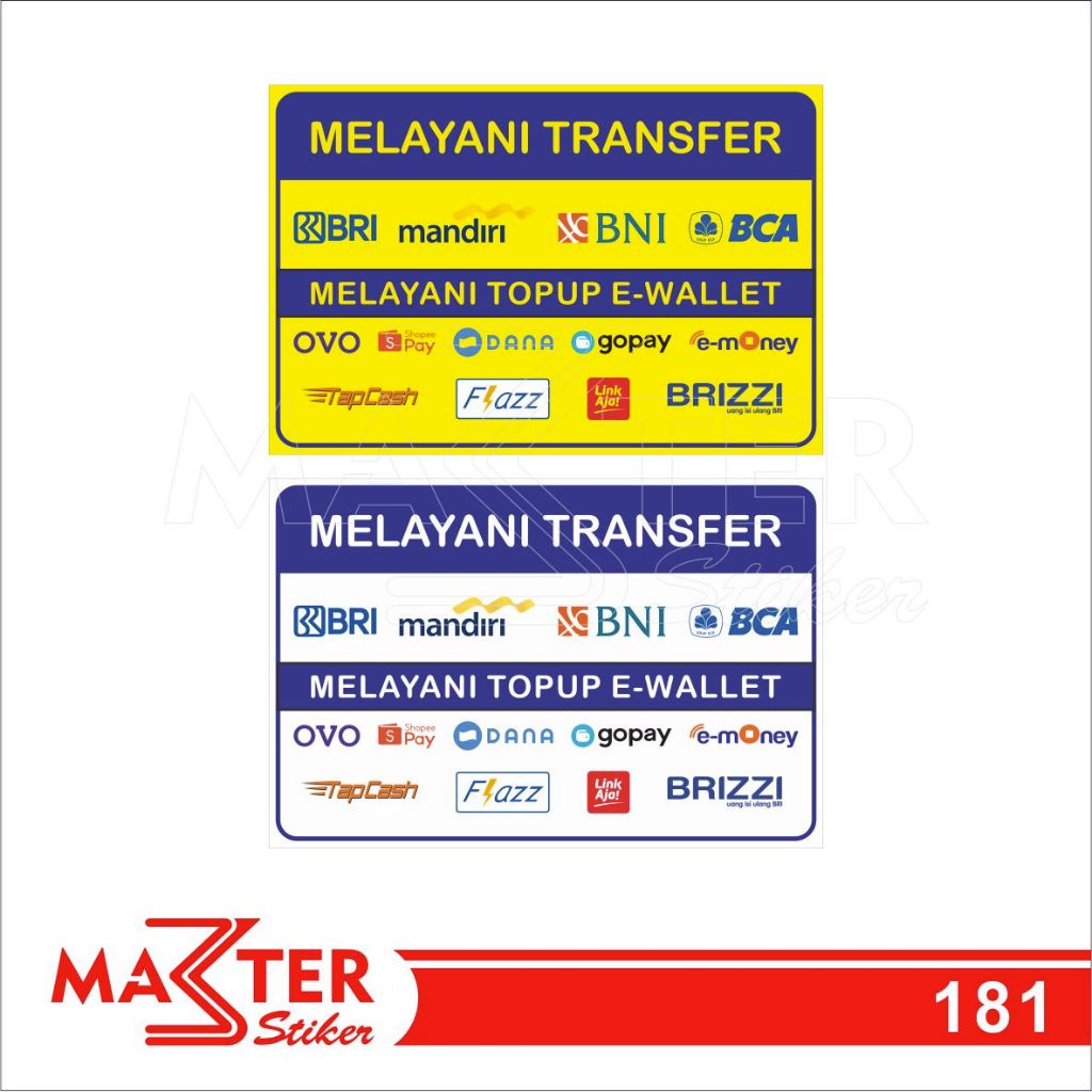 Jual 181 - Stiker Melayani Transfer dan Topup E-Wallet, Sticker Vinyl ...