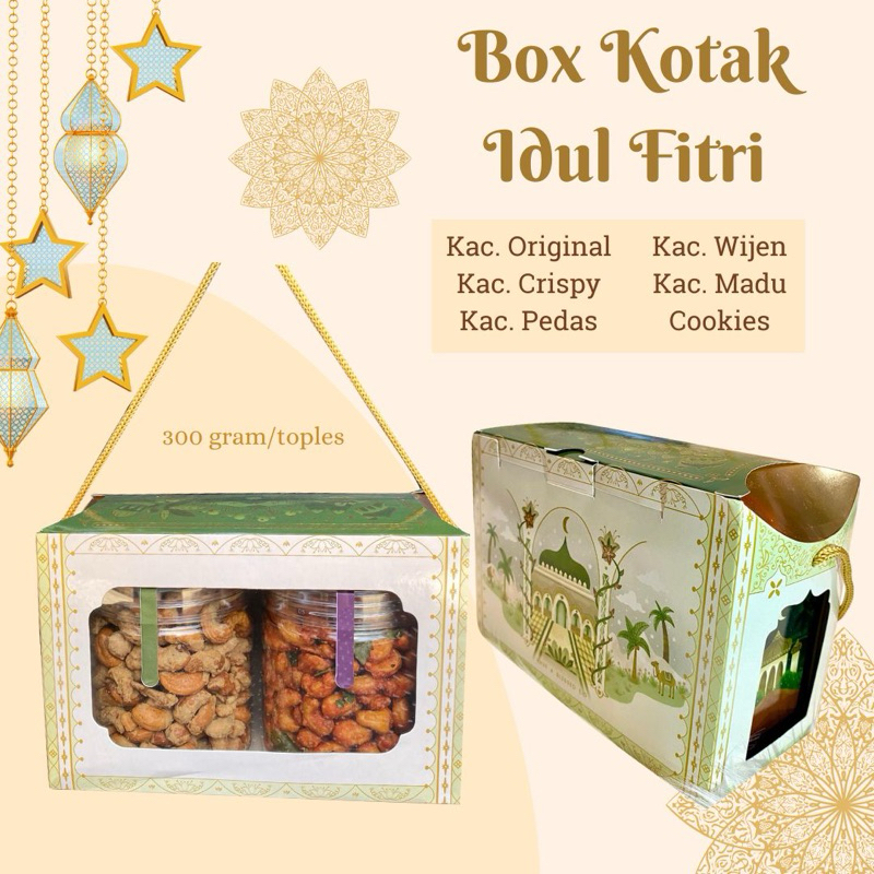 Jual Box Idul Fitri Lebaran Kacang Mede dan Cookies / Cookies Lebaran ...