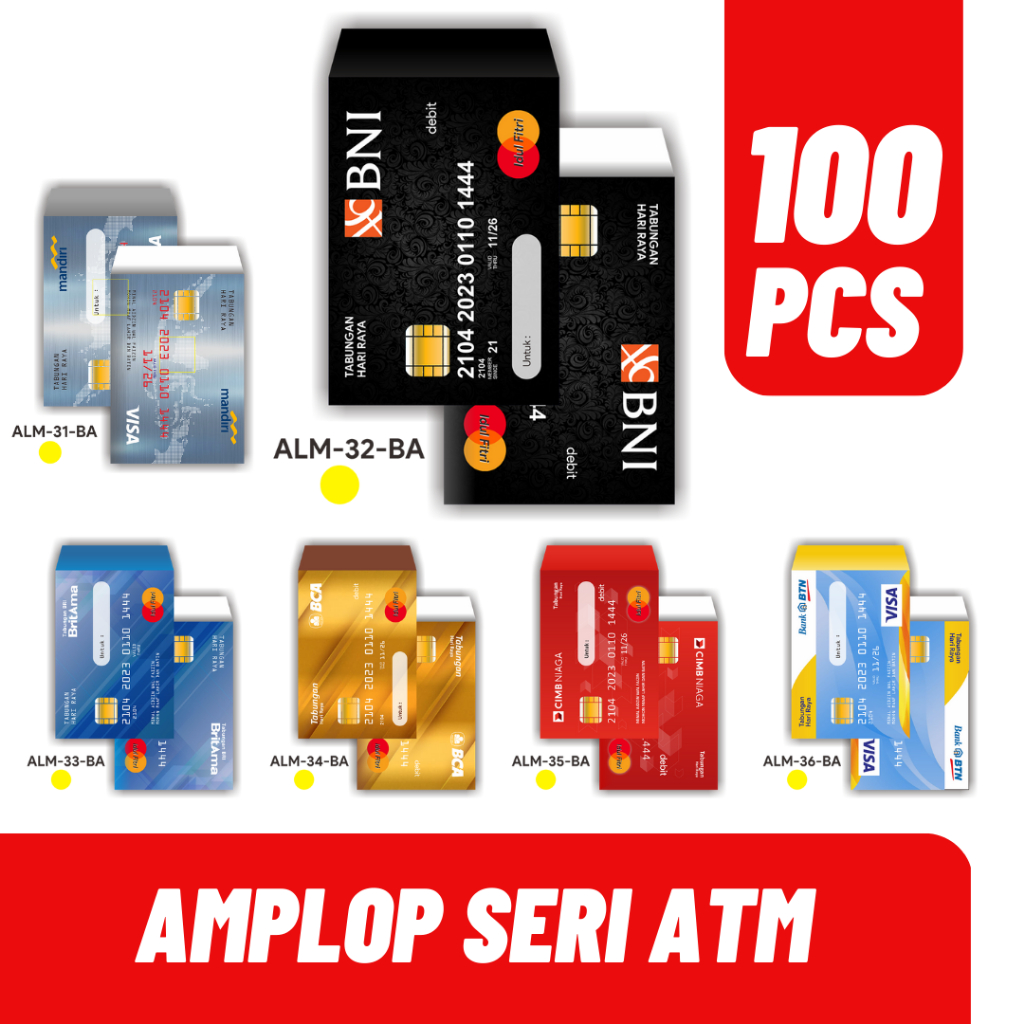 Jual PAKET 100 PCS AMPLOP LEBARAN SERI ATM | Shopee Indonesia