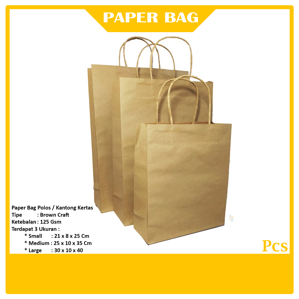 Jual Paper Bag Polos Brown Craft 125 Gsm - Pcs | Shopee Indonesia