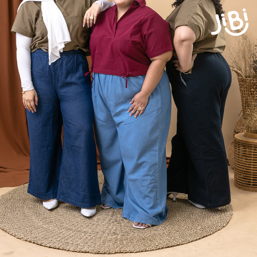 Jual JIBI - Denim Kulot Lega - Celana Kulot - Pinggang Karet - Big Size ...
