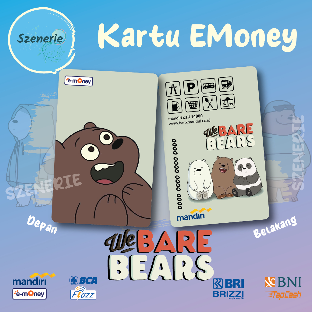 Jual Emoney Seri We Bare Bears Flazz gen 2 Kartu E-money Mandiri BCA Tapcash BNI Brizzi BRI NFC ...