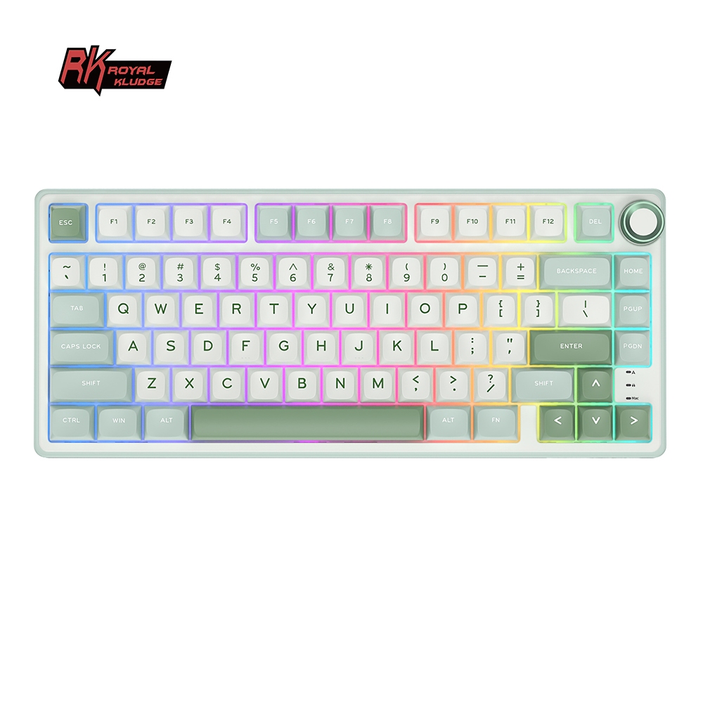 Jual Royal Kludge RK R75 Green 81 key Gasket Wired Gaming Keyboard ...