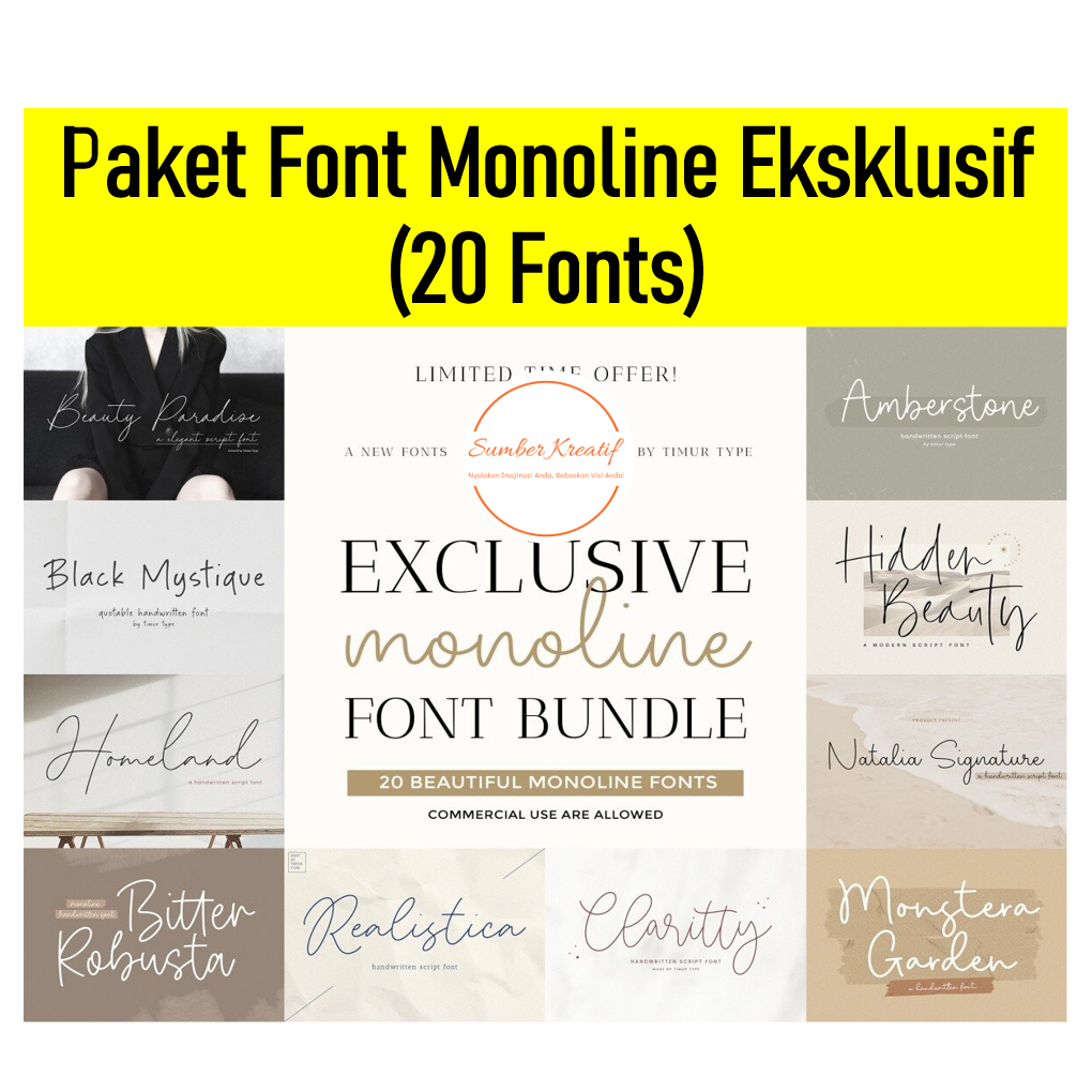 Jual Paket Font Monoline Eksklusif (20 Fonts) | Shopee Indonesia
