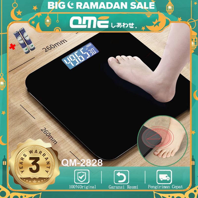 Jual QME Timbangan Badan Digital 180 KG Anti Pecah Layar LCD 26X26cm ...