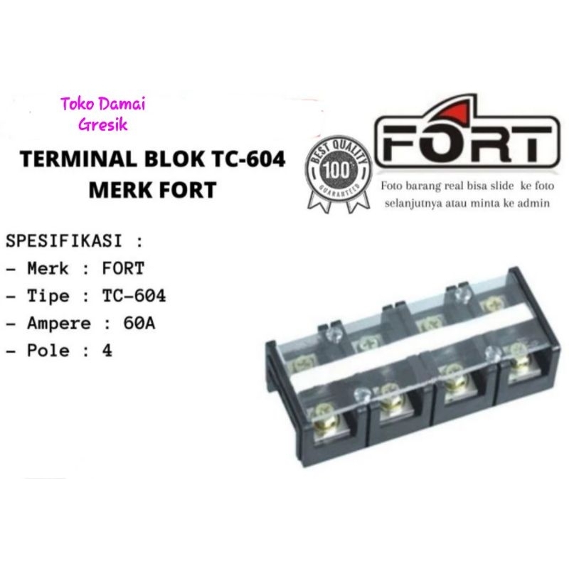 Jual Fort Terminal Blok TC 604 60A 4 pole. Terminal Block TC-604 blocks | Shopee Indonesia