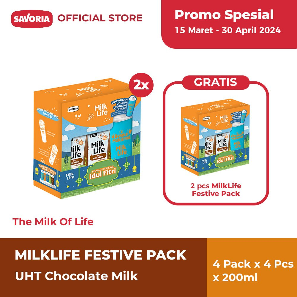 Jual MilkLife Festive Pack - UHT Cokelat 4 Pcs x 200ml + Tumbler (4 ...