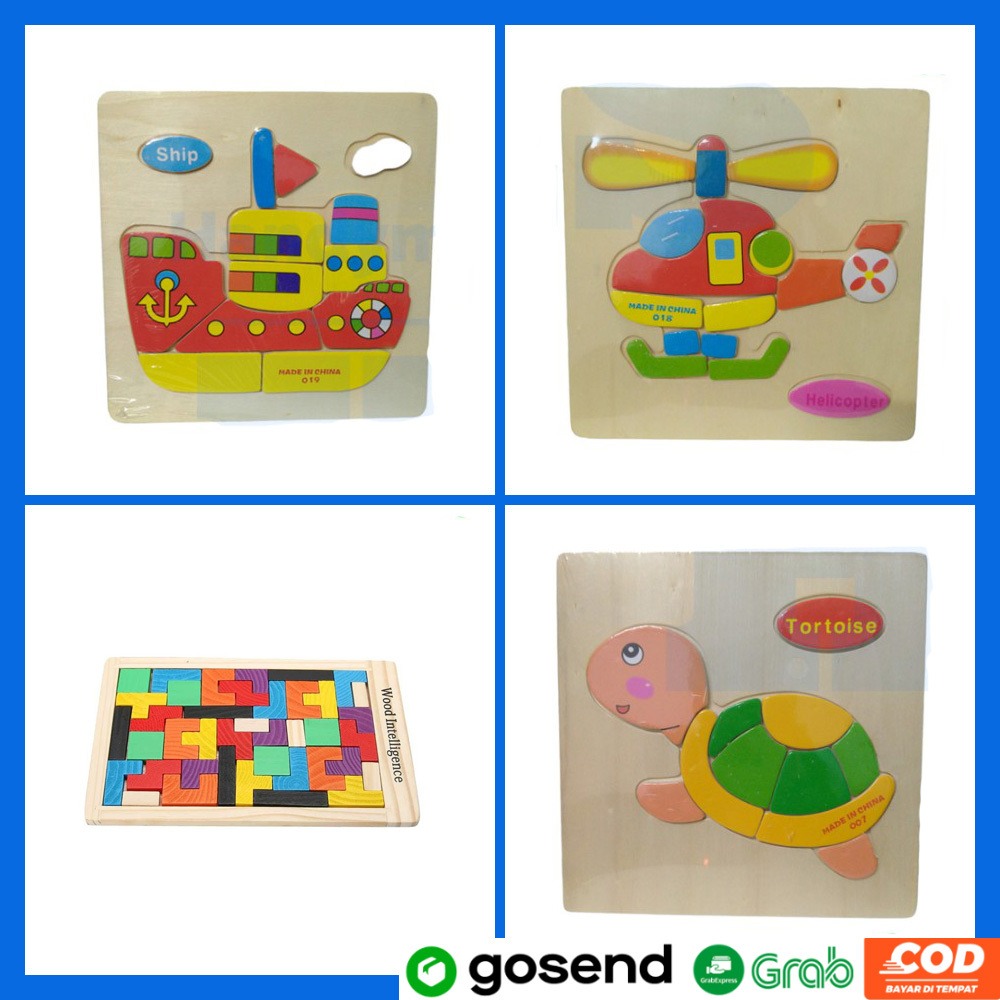 Jual Mainan Anak Anak Puzzle Game Kayu Tangram Tetris Bongkar Pasang ...