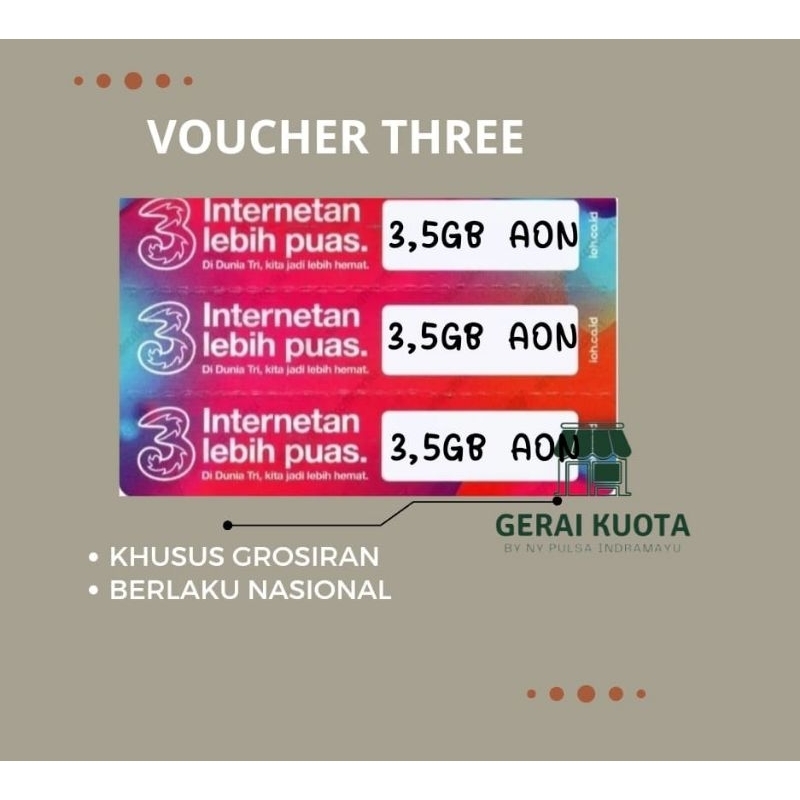 Jual Voucher Three 3,5GB AON Fisik | Shopee Indonesia
