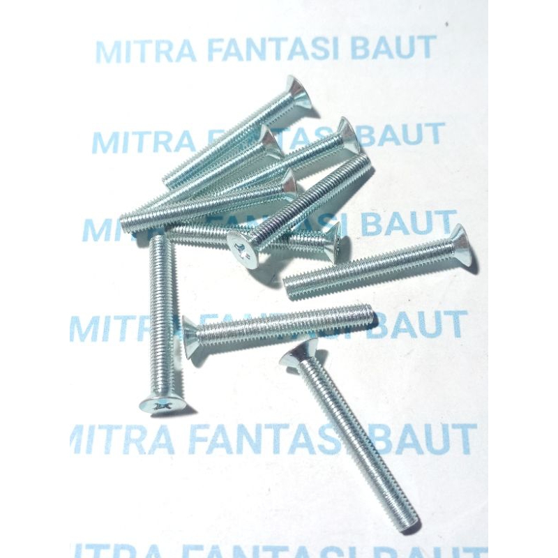 Jual (10pcs) Baut JF 5x40/ Baut drat 8 panjang 4cm kepala miring/kepala ...