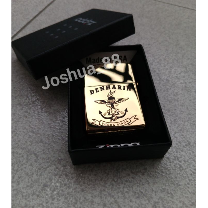 Jual Zippo Korek Api Custom Ukir Logo Denharin Gold Bisa Ukir Nama ...