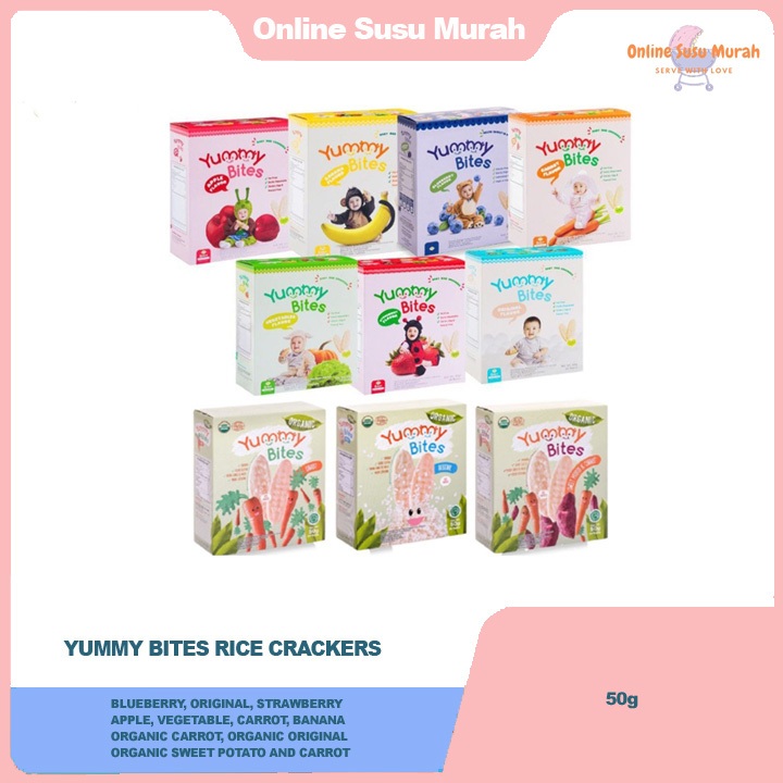 Jual YUMMY BITES RICE CRACKERS 50GR SNACK BAYI 50 GR PRLA | Shopee ...