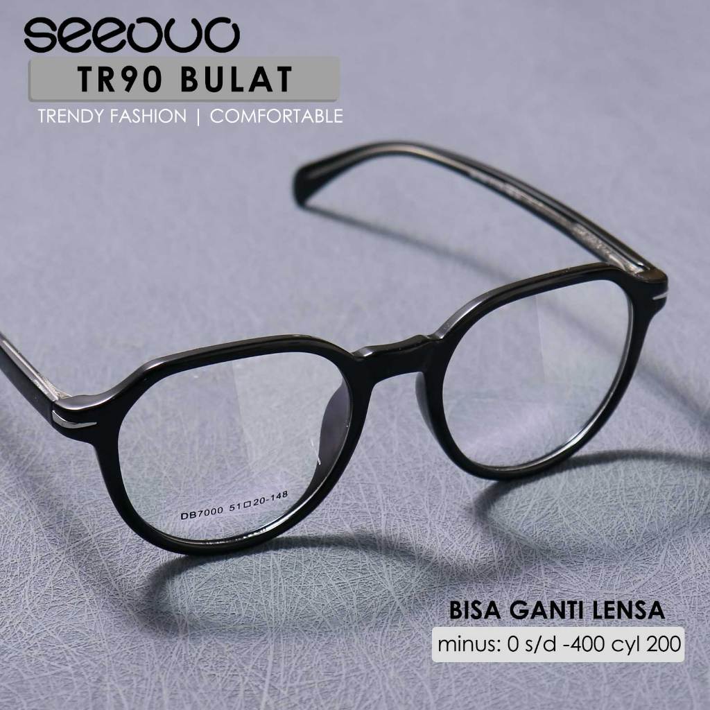 Jual Seeouo Frame Kacamata Lensa Plano Bisa Minus Model Bulat Stylish Bahan TR90 Ringan Kokoh ...