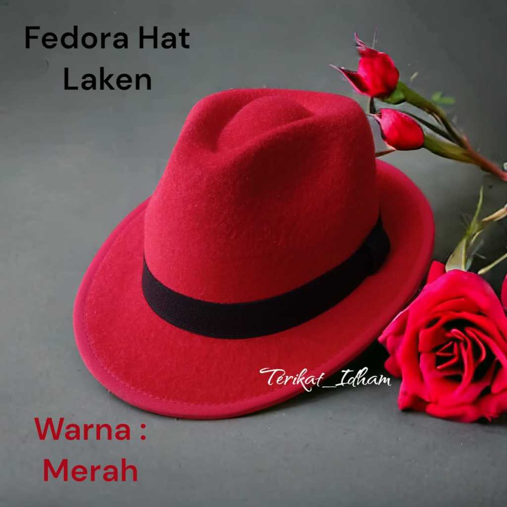 Jual Topi Fedora Hat Quino Fedora Hat Laken Bludru | Shopee Indonesia