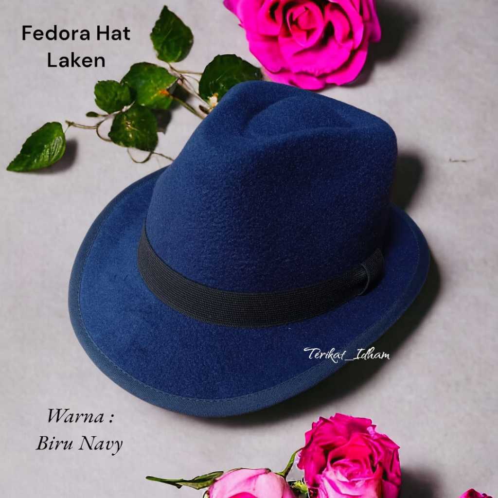 Jual Topi Fedora Hat Quino Fedora Hat Laken Bludru | Shopee Indonesia