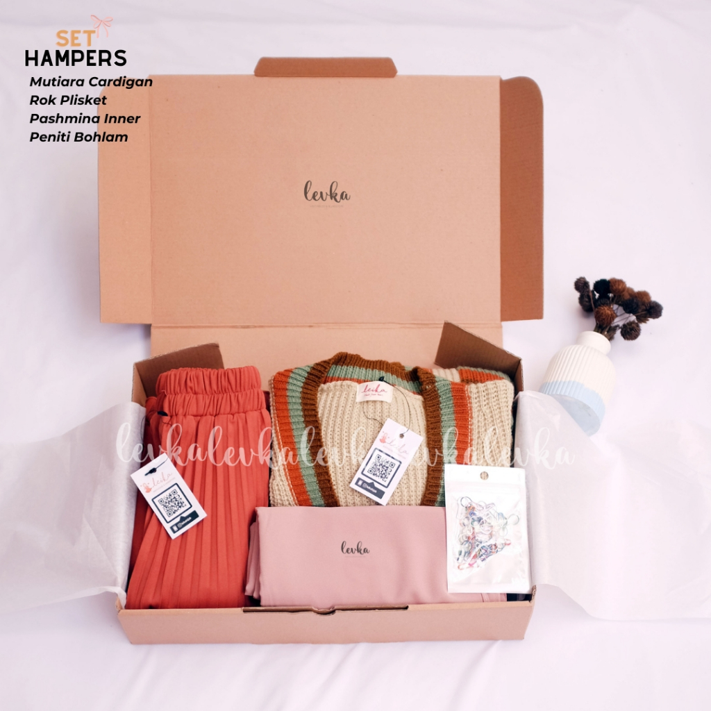 Jual PAKET HAMPERS CARDIGAN RAJUT+HIJAB+PENITI+ROK PLISKET DEWASA ...