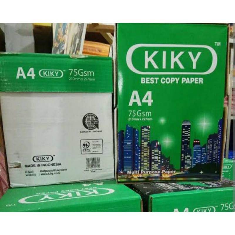 Jual Kertas Hvs Kiky Paper 1 Dus isi 5 Rim A4 75 Gsm Uk. (210x297mm ...