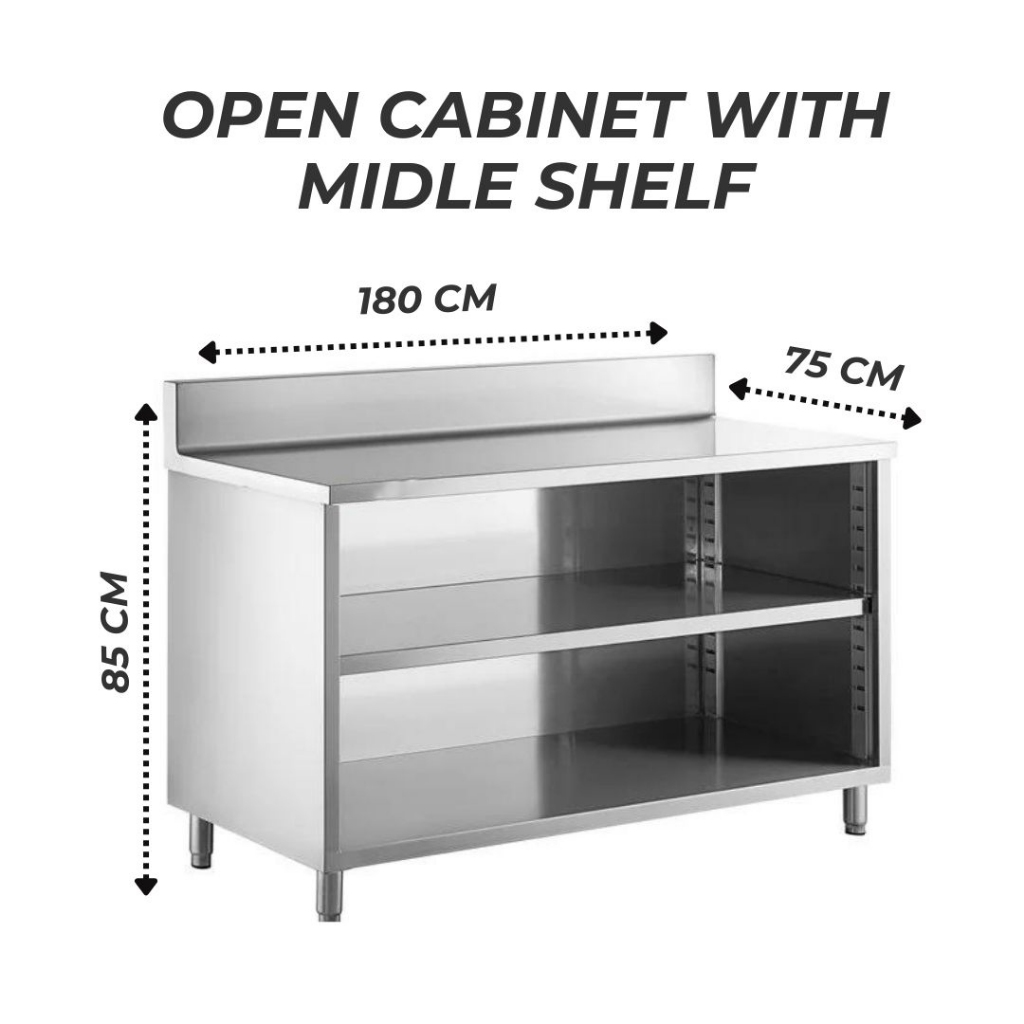 Jual OPEN CABINET W/ MIDDLE SHELF 180X75X85 (201, 304, COMBY) | Shopee ...