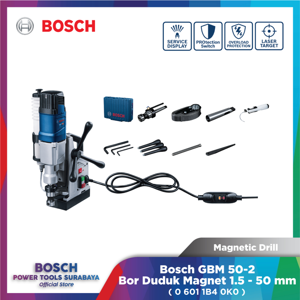 Jual Mesin Bor Duduk Magnet Bosch GBM 50-2 Magnetic Drill 50mm 1.5 - 50 ...