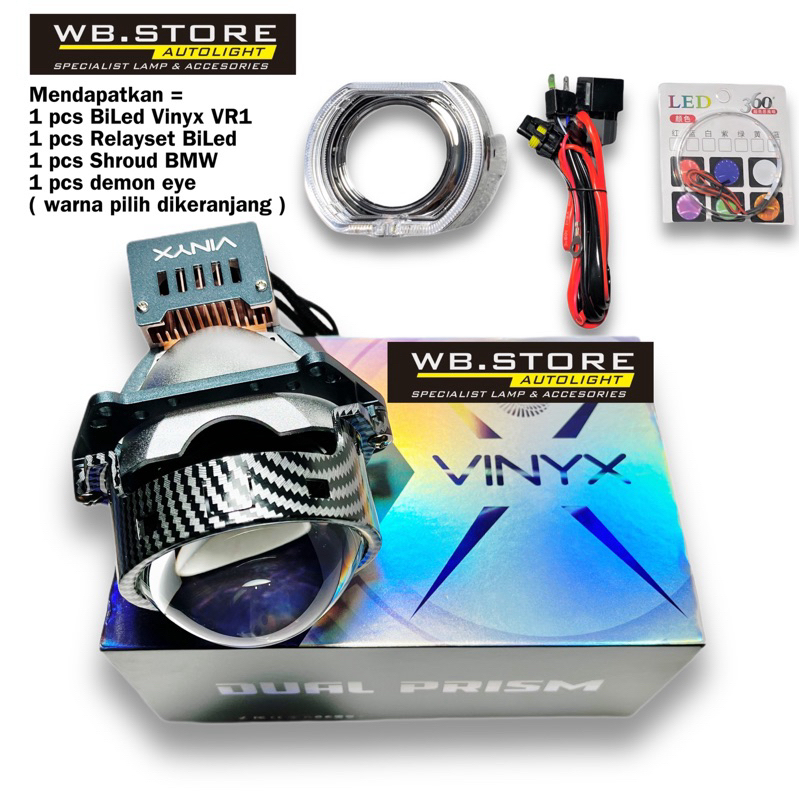 Jual PAKET BiLed VINYX VR1 VR3 NEW 80 Watt DUAL PRISM TECHNOLOGY 3 inch ...