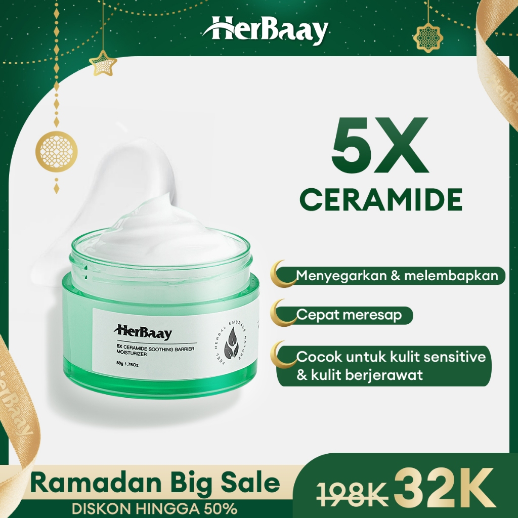 Jual HerBaay [BPOM] 5X Ceramide Moisturizer Cream Skin Barrier Repair ...